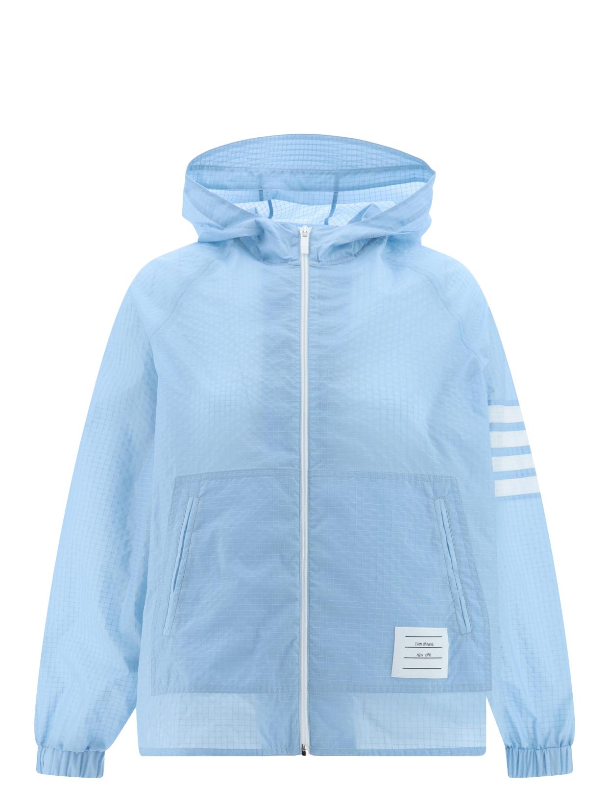 THOM BROWNE Thom Browne Zip-Up Hooded Jacket with Four-Bar Detail